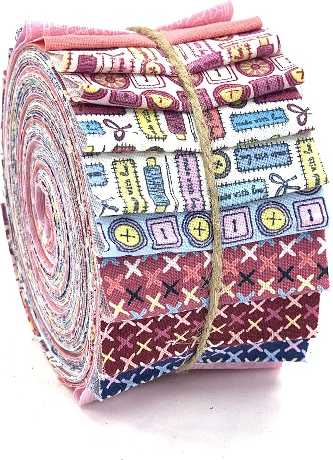 SEWCRAFTE Red Jelly Rolls Fabric for Quilting, Patchwork, Craft, 100% ...