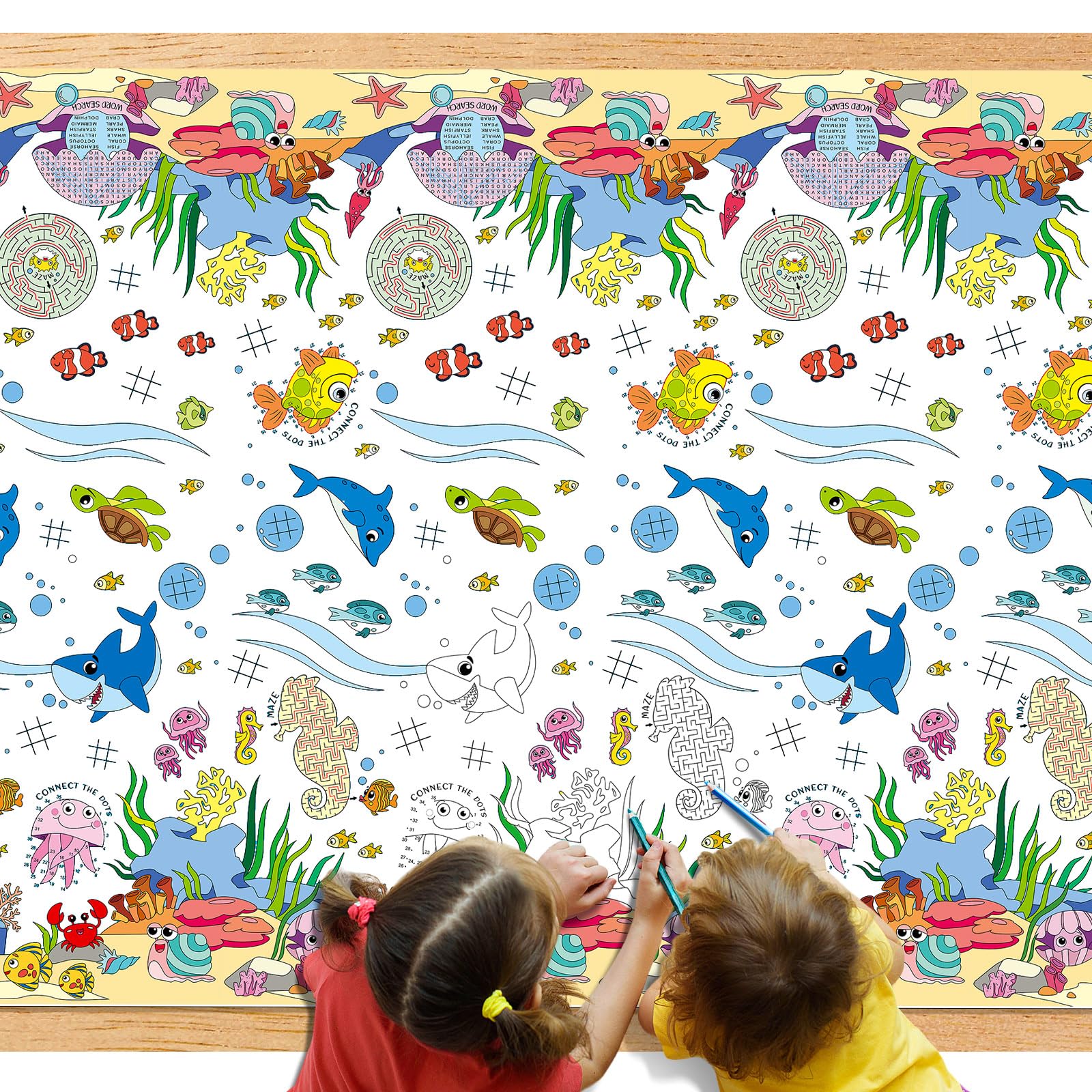 Remagr 3 Pieces Giant Ocean Coloring Poster Ocean Animals Coloring ...