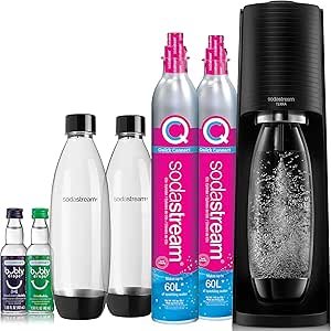 Amazon.com: SodaStream Terra Sparkling Water Maker Bundle (Black), with CO2, DWS Bottles, and ...