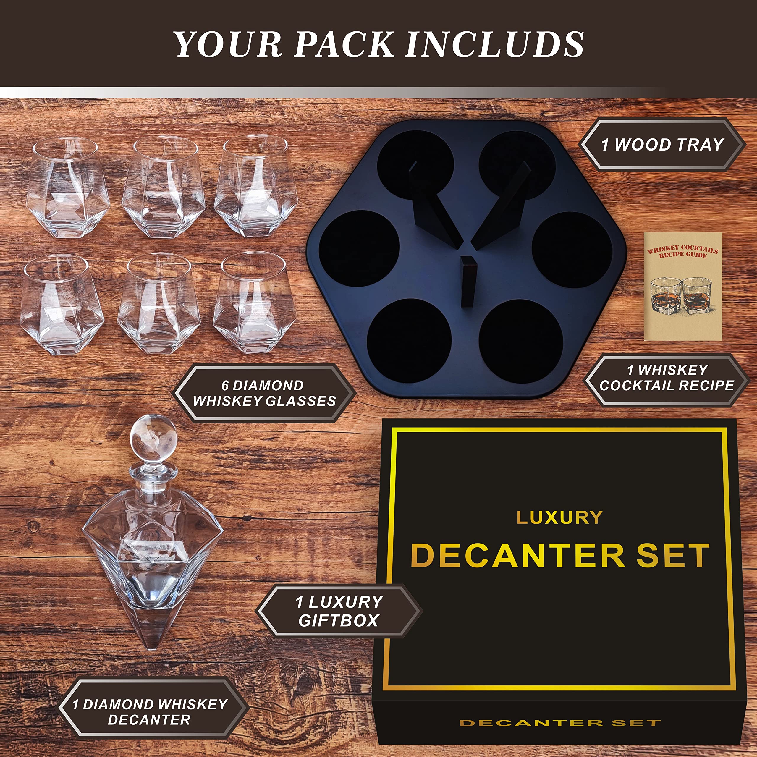 Mua 6-Glass Diamond Whiskey Decanter Set with Glasses,Whiskey Decanter ...