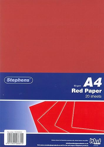 Quality A4 Red Colour Coloured Paper 80gsm (210mm x 297mm) Printer ...
