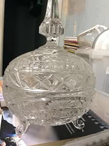 Amazon.com | Vintage Extra Large 1960s Heavy Etched Crystal Glass Candy ...