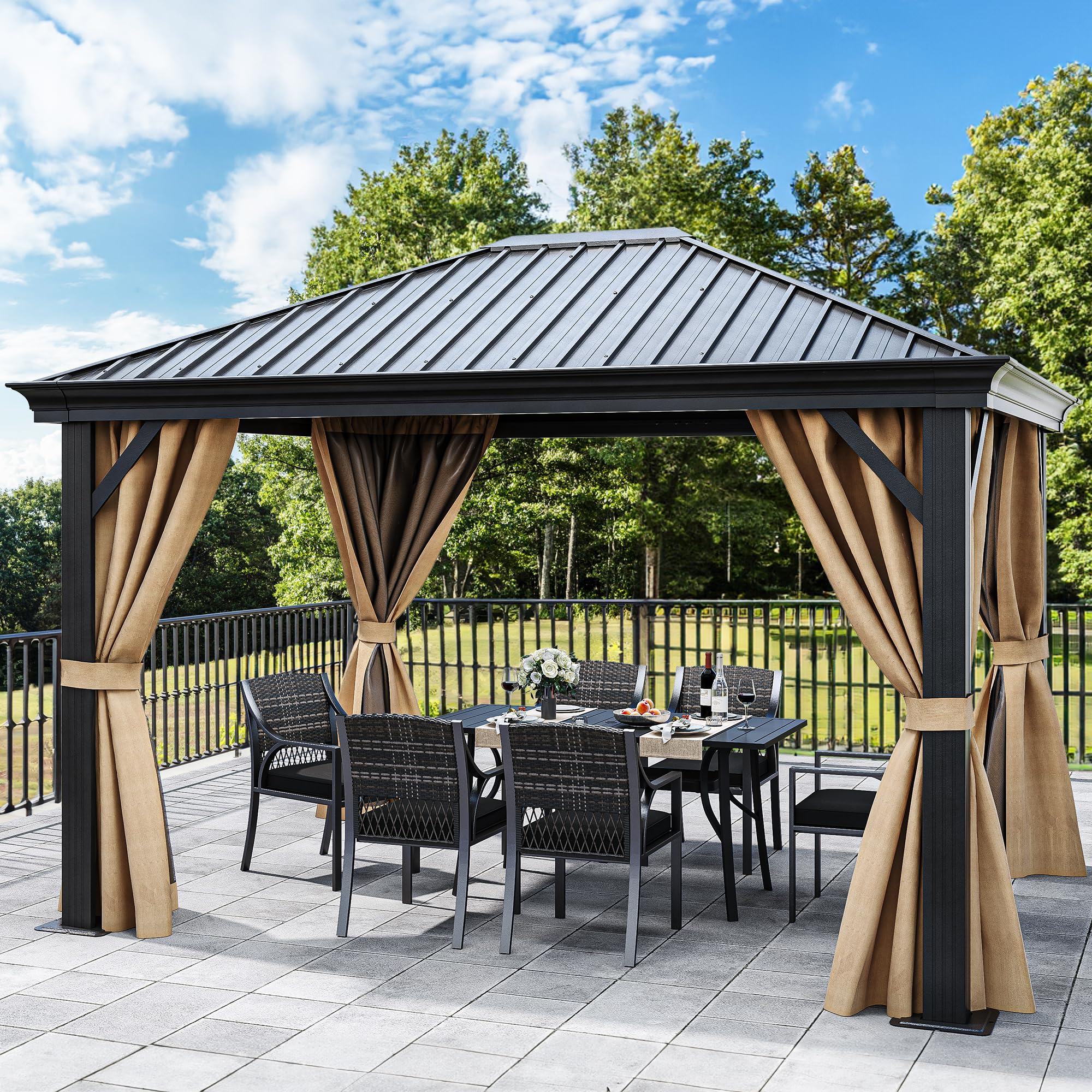 ROOF PART ONLY YITAHOME 10X12FT Metal Hardtop Gazebo Outdoor Patio ...