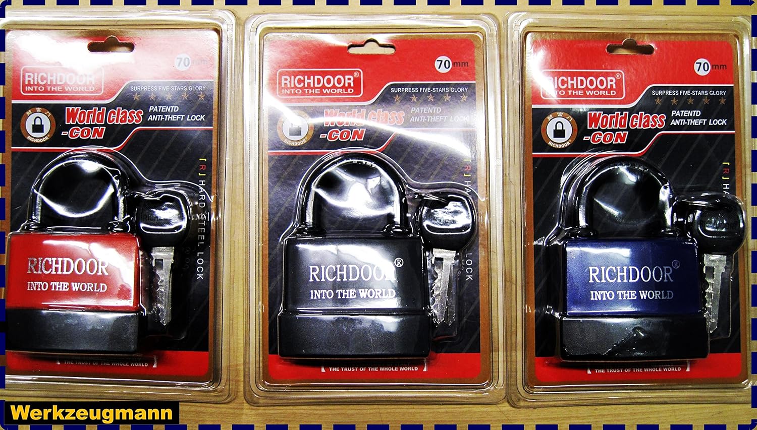 Padlock - Rich Door Padlock Anti Theft Lock - 70 mm Assorted: Amazon.co ...