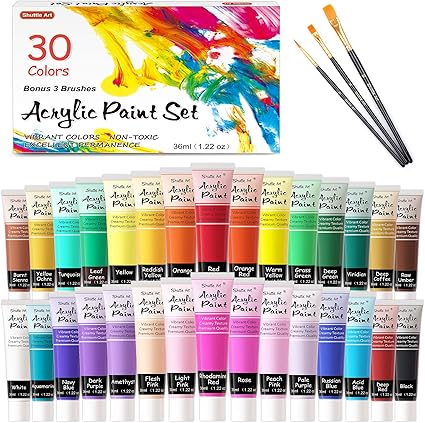 Amazon.com: Acrylic Paint Set, Shuttle Art 30 Colors Acrylic Paint in ...