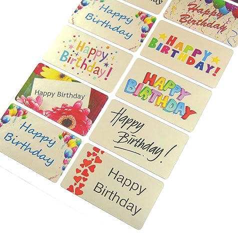 Happy Birthday Greeting Stickers, Gold Self-Stick Labels for Cards ...