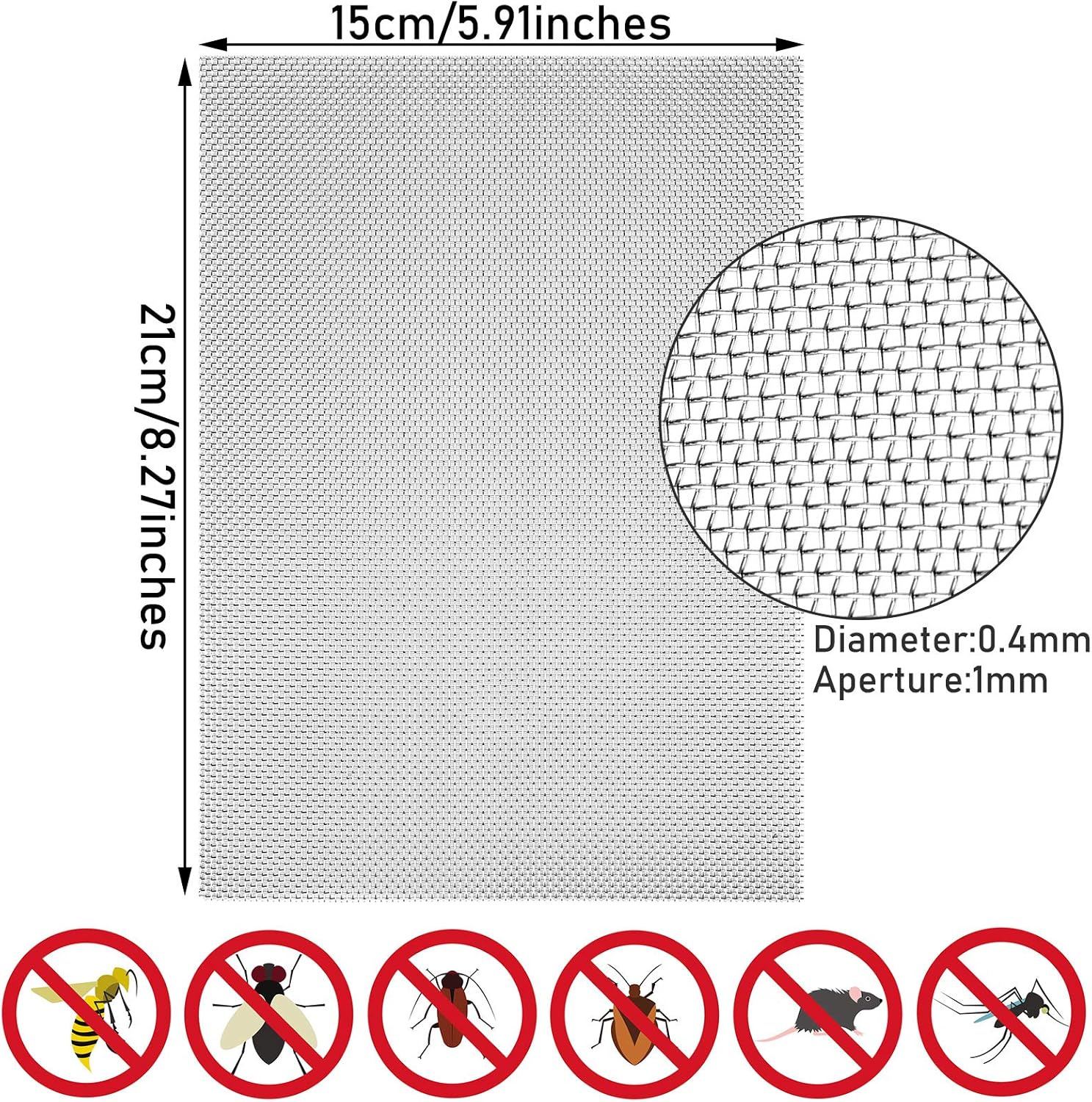 URATOT 4 Packs 304 Stainless Steel Woven Wire Mesh 20 Mesh 15 x 21 cm ...