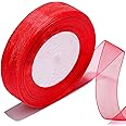 Amazon.com: Bsikon 3/4 Inch Sheer Organza Ribbon 50 Yards Red Chiffon ...