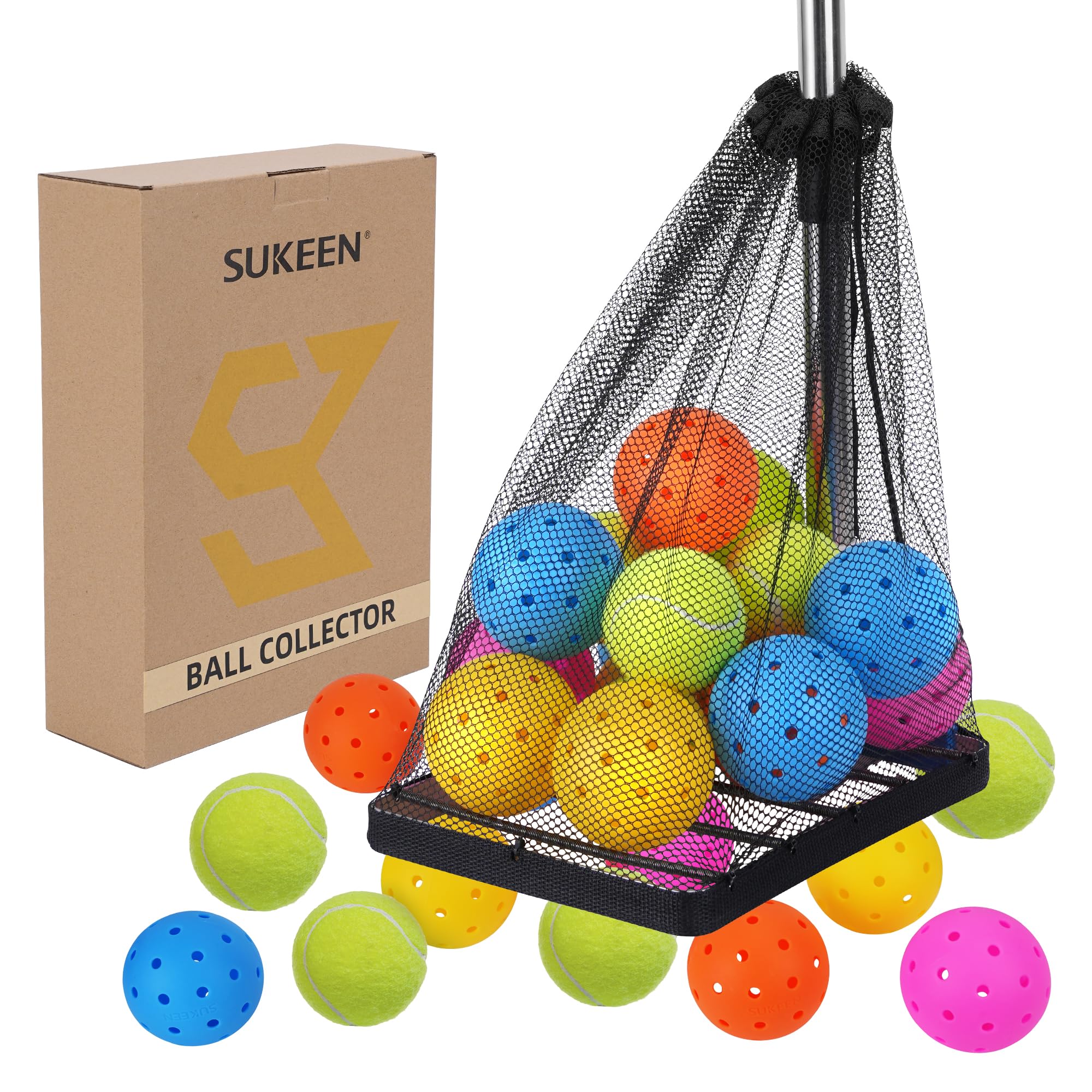 Sukeen Pickleball Tennis Ball Hopper, 30 Tennis Ball Pickleball Ball ...