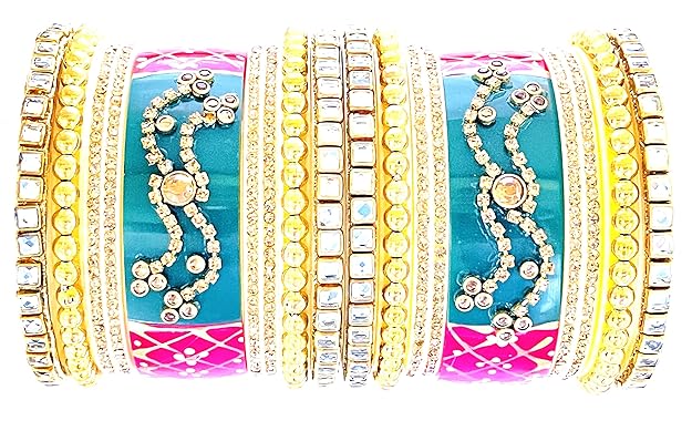 Buy TOF Bridal Jewellery Bangles Set Gold Plated Rajasthani Marwadi ...