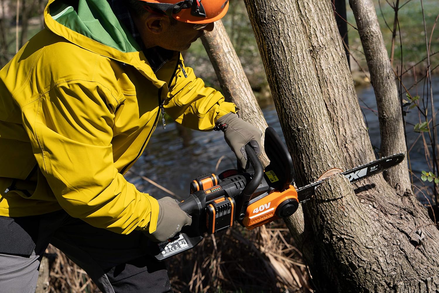 WORX WG384E 36V (40V Max) Dual Battery Cordless 35cm Brushless Chainsaw ...