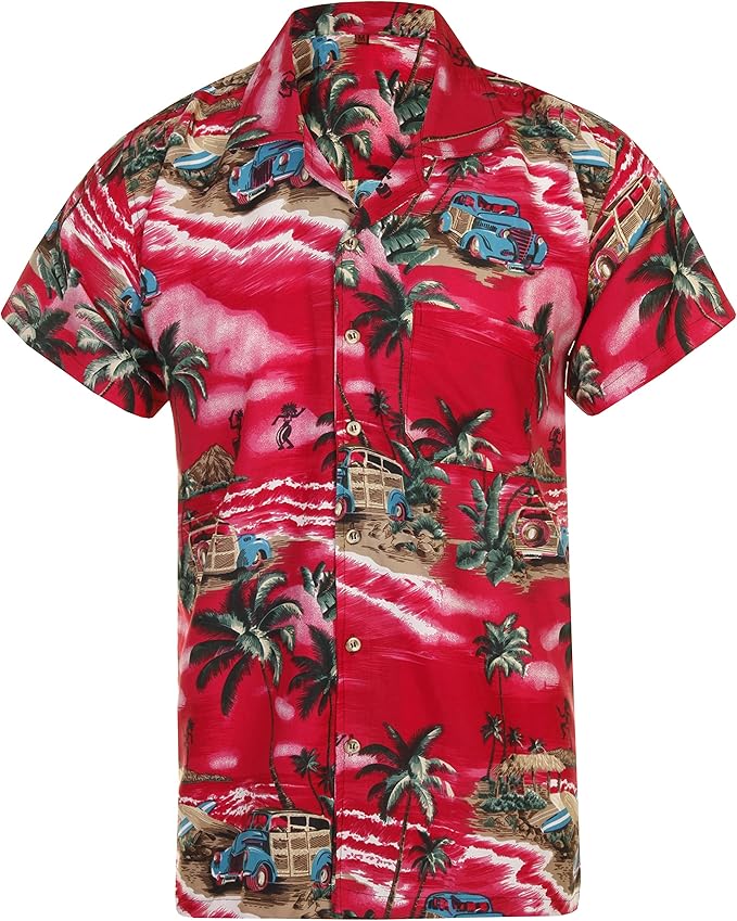 Hawaiian Shirt Loud Mens Aloha Hawaii Holiday Beach Stag Summer Red ...