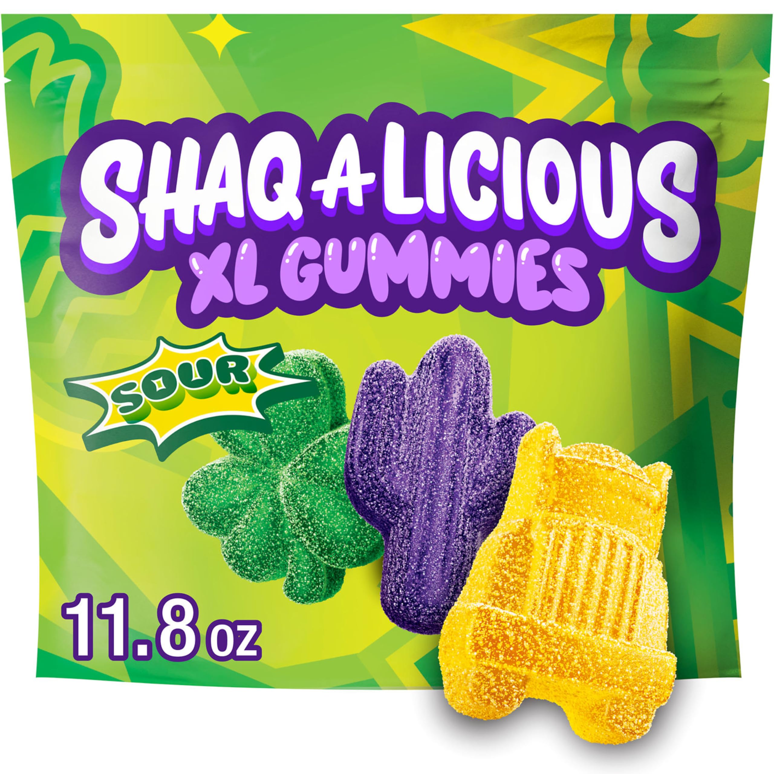 SHAQ-A-LICIOUS XL GUMMIES Sour Chewy, Candy Bag, 11.8 oz***2 PACK ...