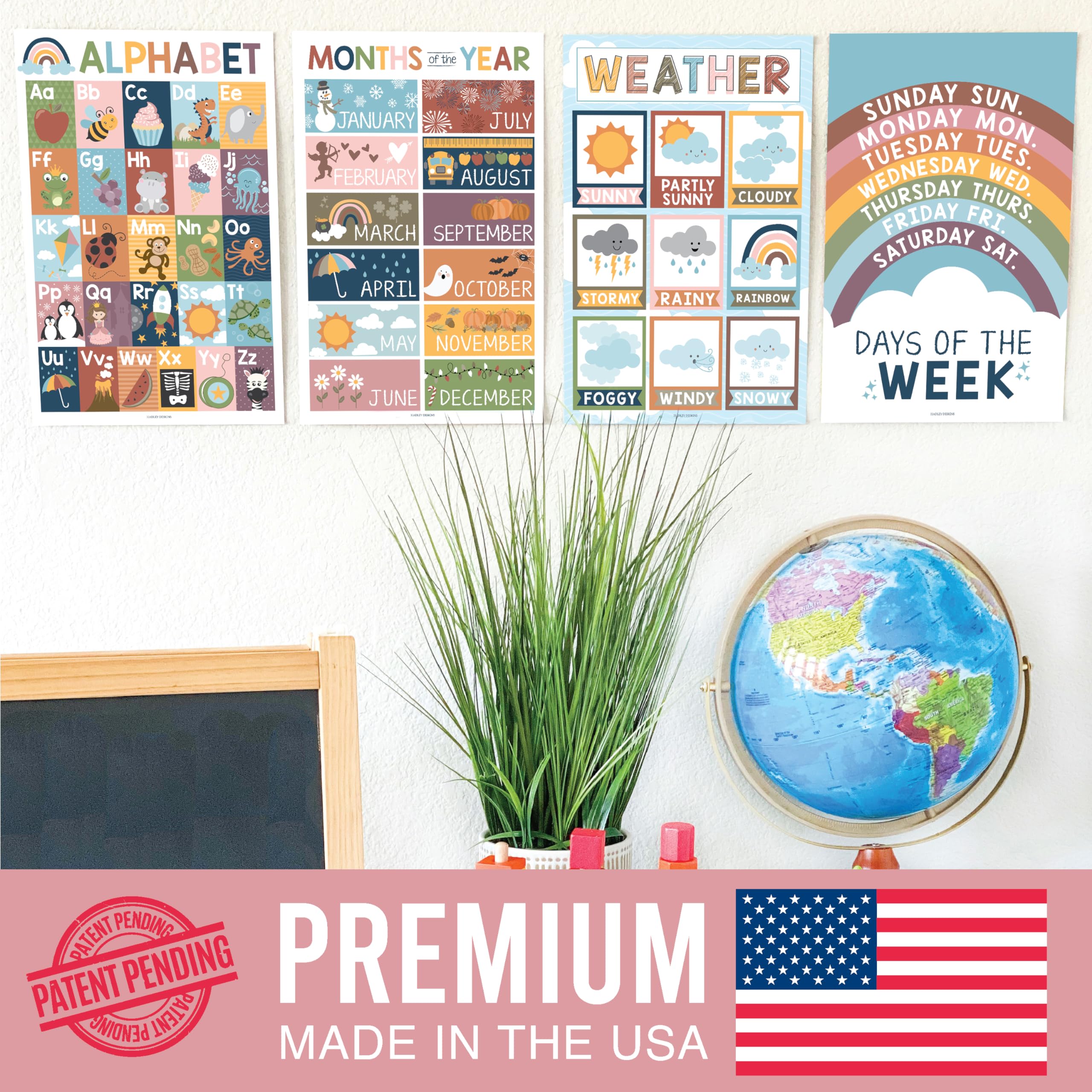 Mua Hadley Designs 16 Boho Kids Educational Posters for Toddlers ...