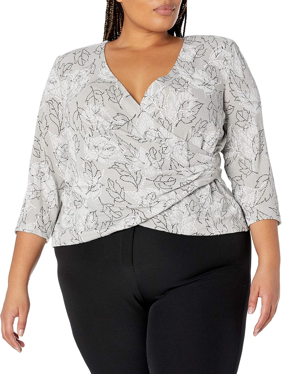 Alex Evenings Women's Plus Size Surplice Neckline Blouse: Amazon.co.uk ...