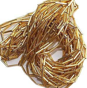 Amazon.com: Gold Bugle Beads Size 5 Czech Silver Lined Full Hank ...