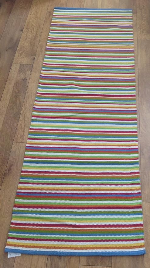 Striped Cotton Rug Runner 70 x 200 cms bright colours: Amazon.co.uk ...