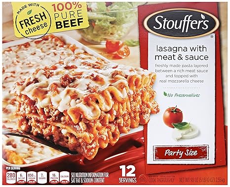 Stouffer's, Lasagna with Meat Sauce Party Size, 90 oz (Frozen): Amazon ...