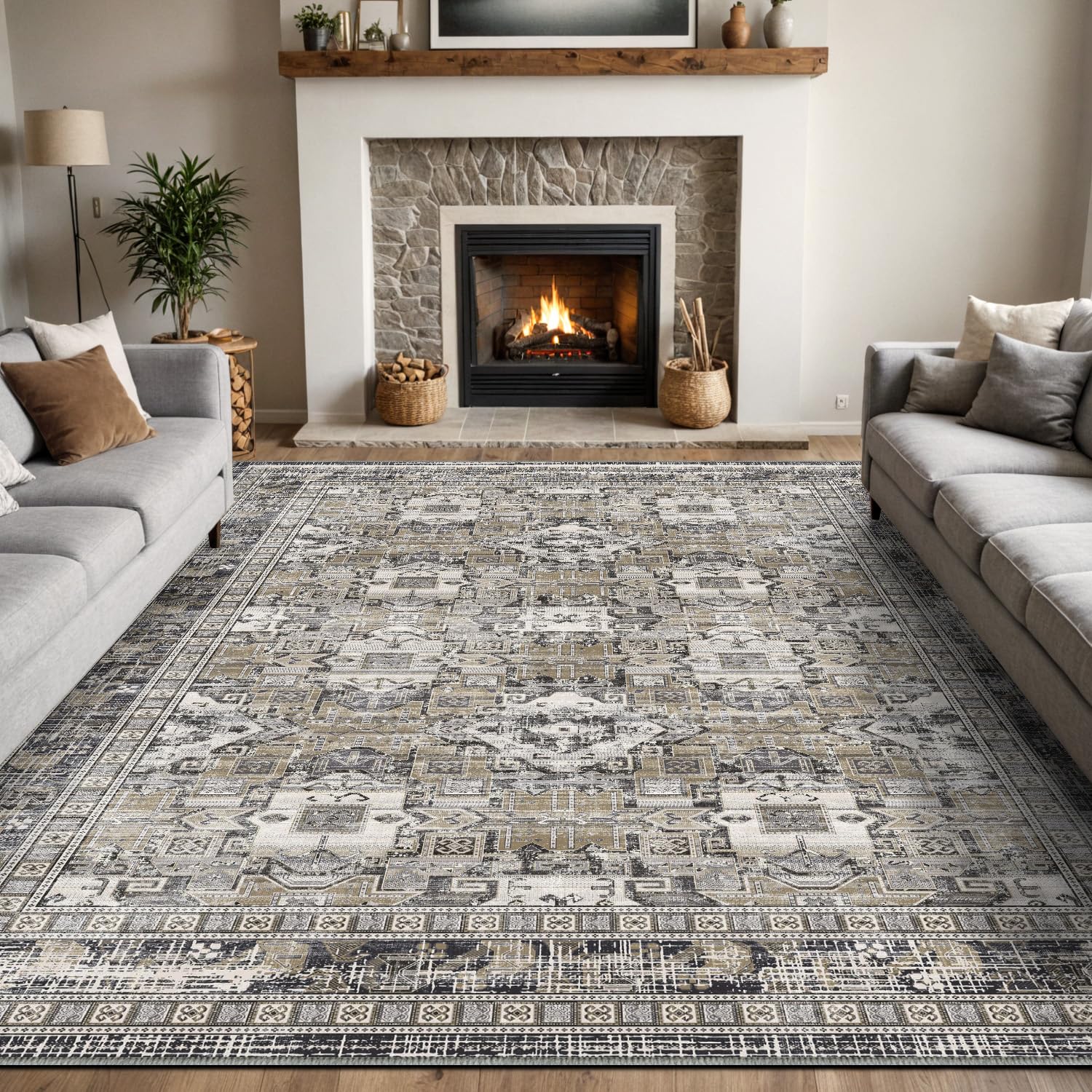 DEXI Area Rug 5x8, Washable Rugs Living Room Dining Room Bedroom ...