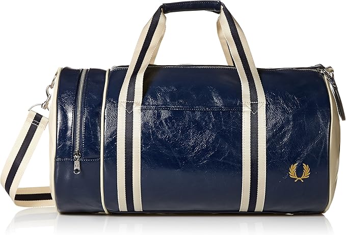 Fred Perry Men's CLASSIC BARREL BAG Duffel, Navy/Ecru, One Size ...