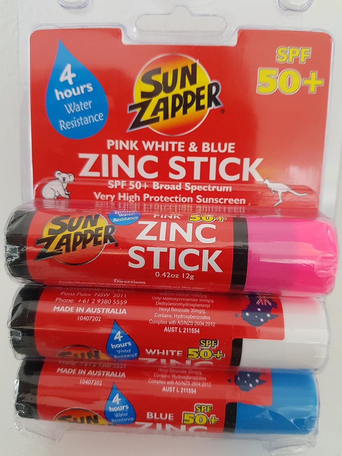 Sun Zapper Zinc Stick – Pink, White & Blue – SPF50+ – Very High Sun ...