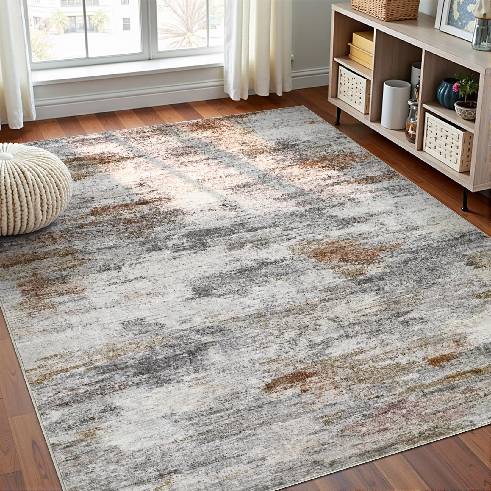 Boraya Area Rugs for Living Room: 5x8 Washable Neutral Modern Rug for ...