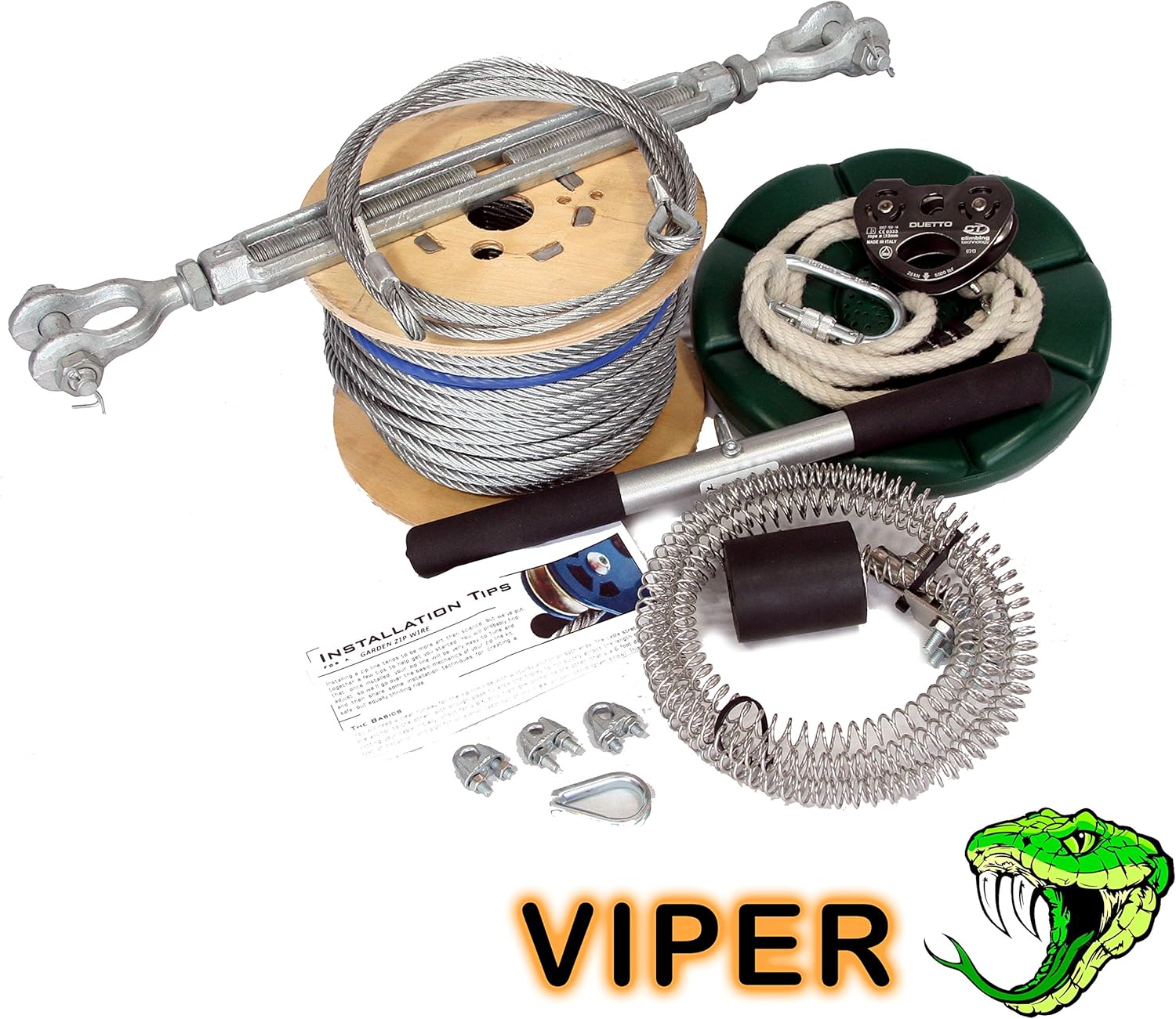 Viper 30m Garden Zip Wire Package - Complete Kit with Seat, 3m Spring ...