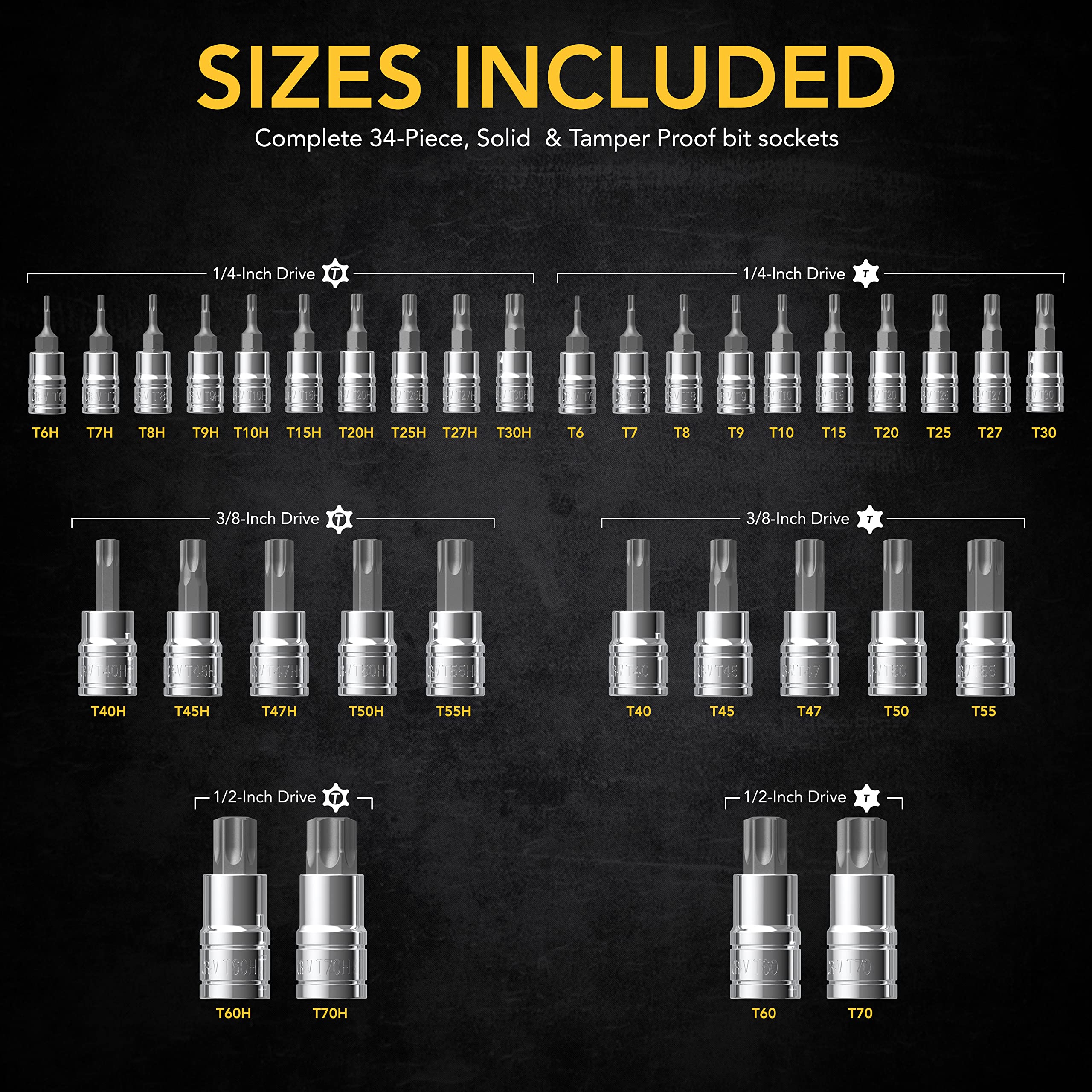 Mua Master TORX Bit Socket Set, Premium S2 Alloy Steel | Complete 34 ...