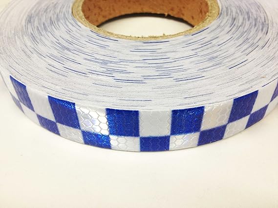 25 mm High Intensity Reflective Chequer Checkered Tape Vinyl Roll 1M 2M ...