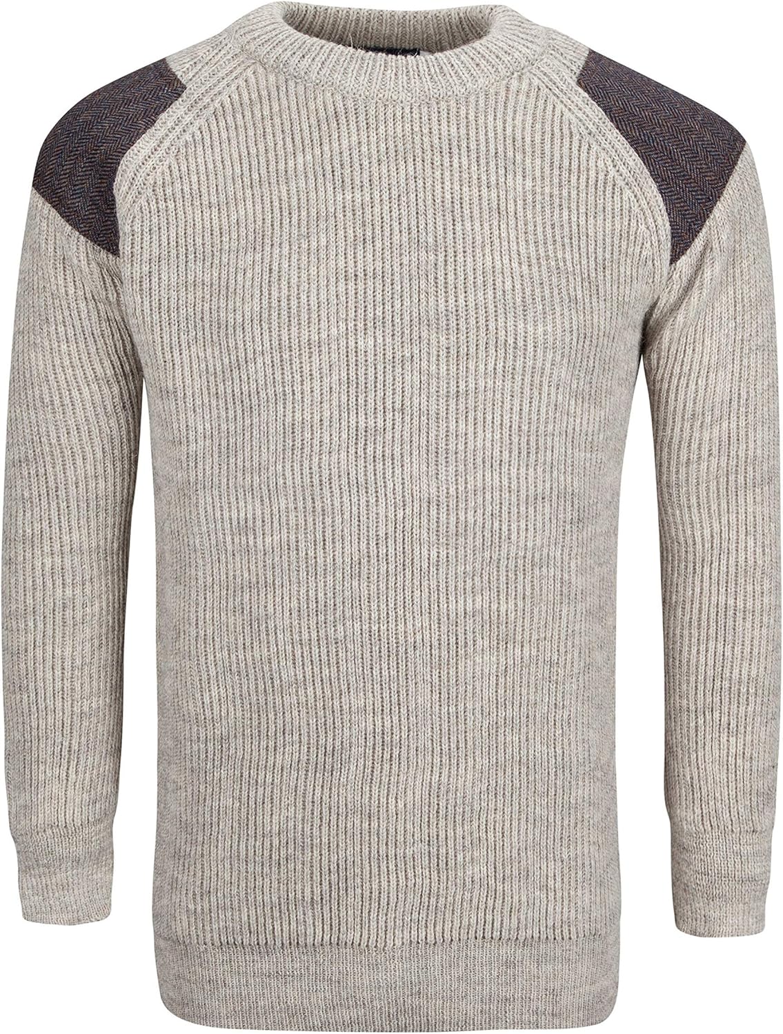 British Wool 100% Gents Tweed Crew Neck Jumper - Made in UK: Amazon.co ...