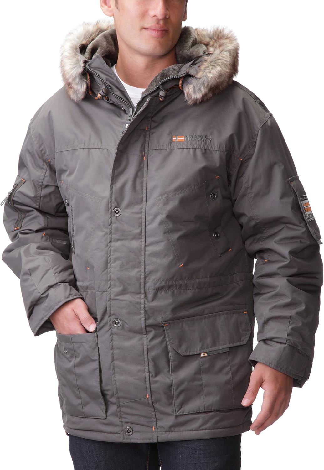 Geographical Norway Men's Parka Printed Jacket - Green - Small: Amazon ...