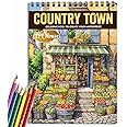 Amazon.com: TPLHOUSE Country Town Coloring Book Spiral Bound for Teens ...