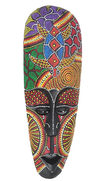 TRIBAL MASK / ETHNIC CARVING,HAND PAINTED WITH TRADITIONAL DOT PAINTING ...