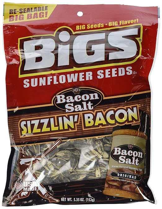 Amazon.com : Bigs Sunflower Seeds (Pack of 2) (Bacon Salt Sizzlin Bacon ...