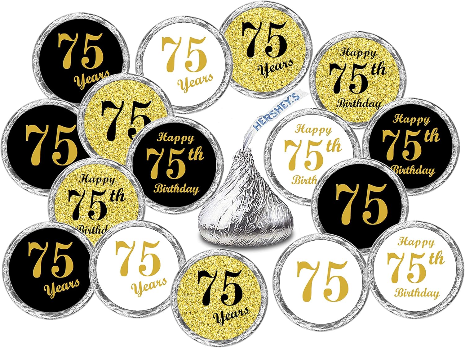 Amazon.com: 75th Birthday Kisses Stickers, (Set of 324) Chocolate Drops ...