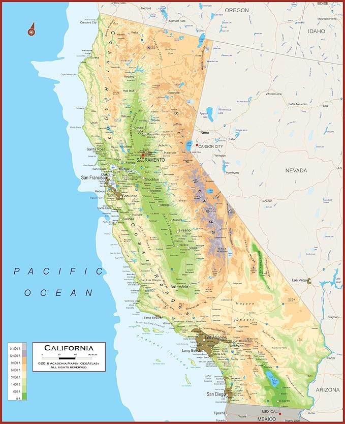 Amazon.com : 46 X 60 - Giant California State Wall Map Poster with ...