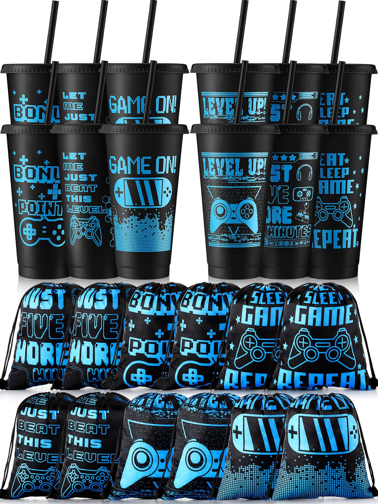 Mifoci 24 Pcs Video Game Party Favors, 12 Video Game Plastic Cups with ...