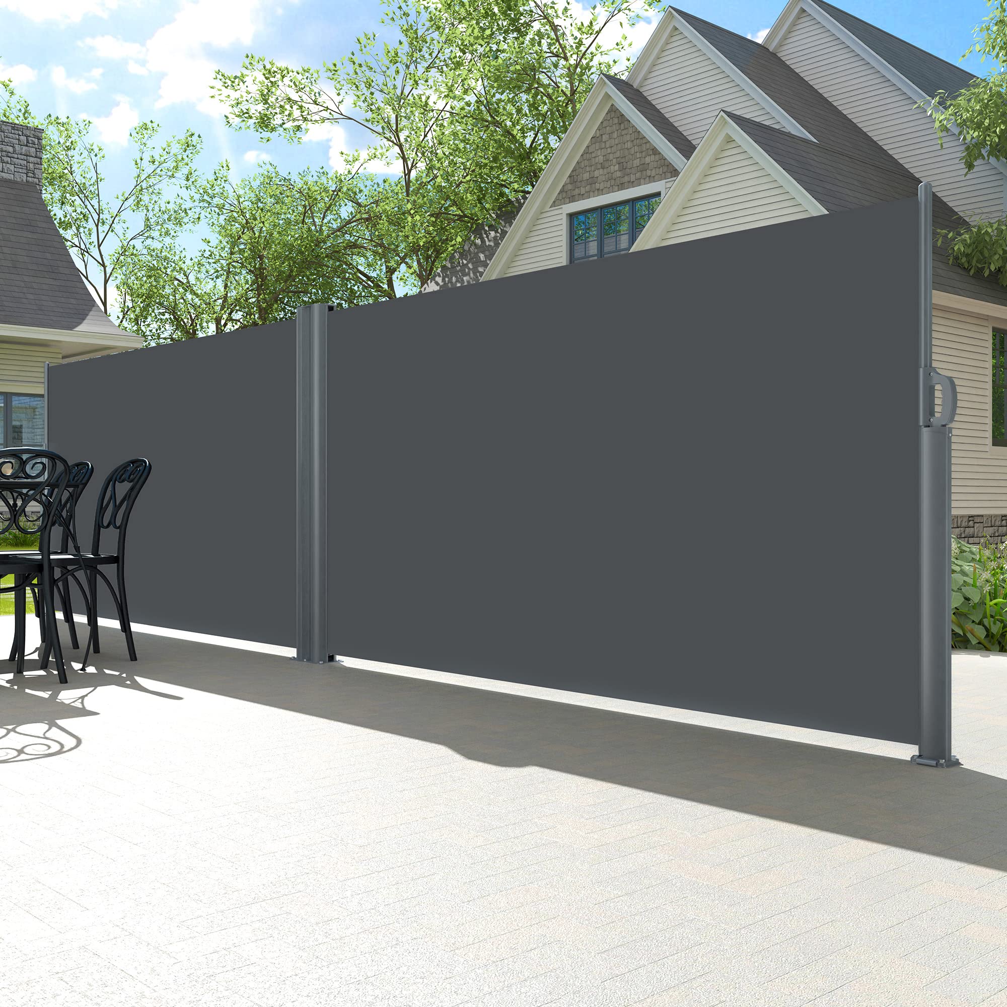 PATISOL 276"x71" Retractable Double Side Awning Full Aluminum Patio ...