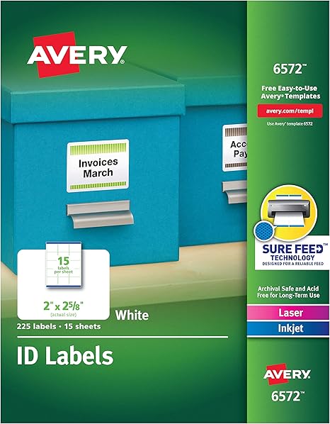 Avery 6572 225pi ce White S 667 Mm Adhesive Labels Self Adhesive 