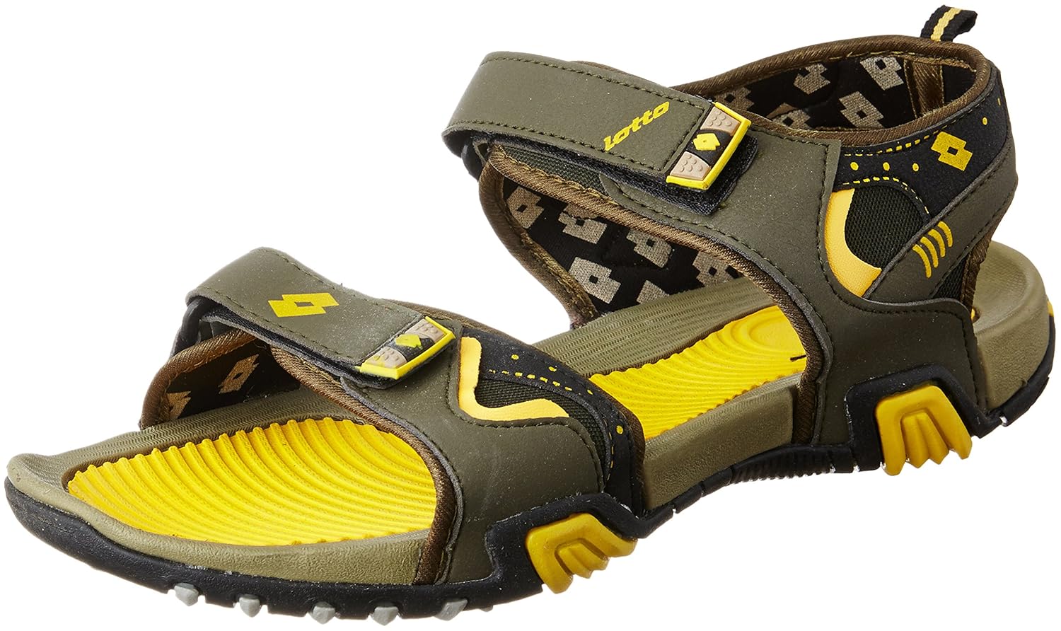 Buy Lotto Men's Sports Sandals Olive and Yellow Sandals and Floaters ...