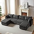 Amazon.com: Eafurn 6 Seat Oversized Convertible U/L Shaped Modular Sectional Sofa Reversible ...