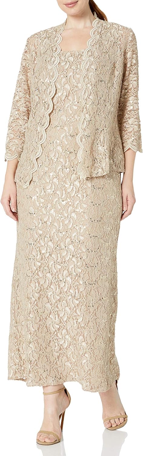 Alex Evenings Women's Plus Size Two-Piece Set with Long Dress and ...