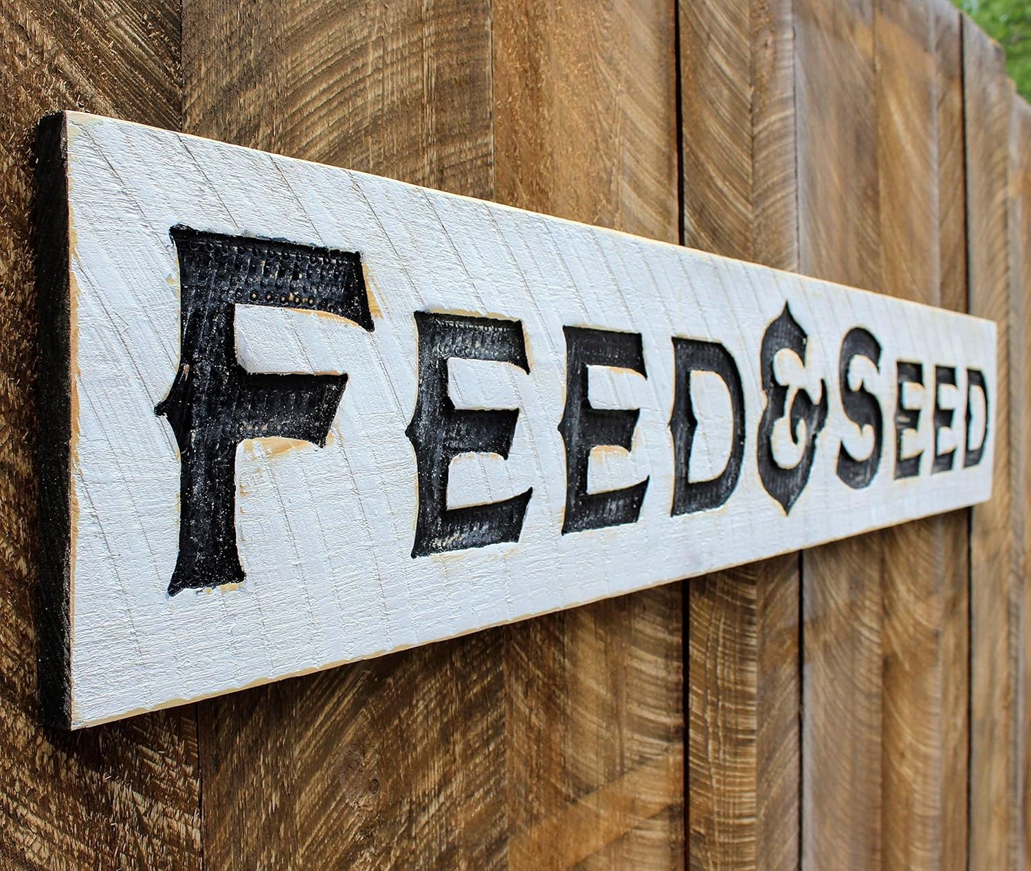 Amazon.com: Feed and Seed Carved X-Large Sign- 6 Feet by 1 Foot ...