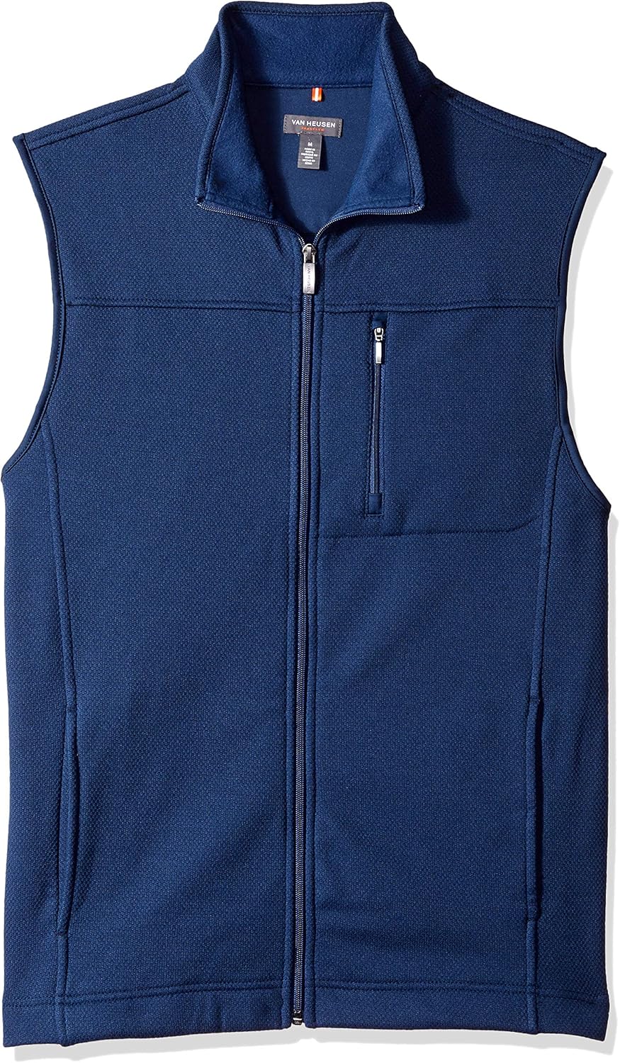 Van Heusen Men's Traveler Solid Full Zip Vest, Blue Royal Navy, Large ...