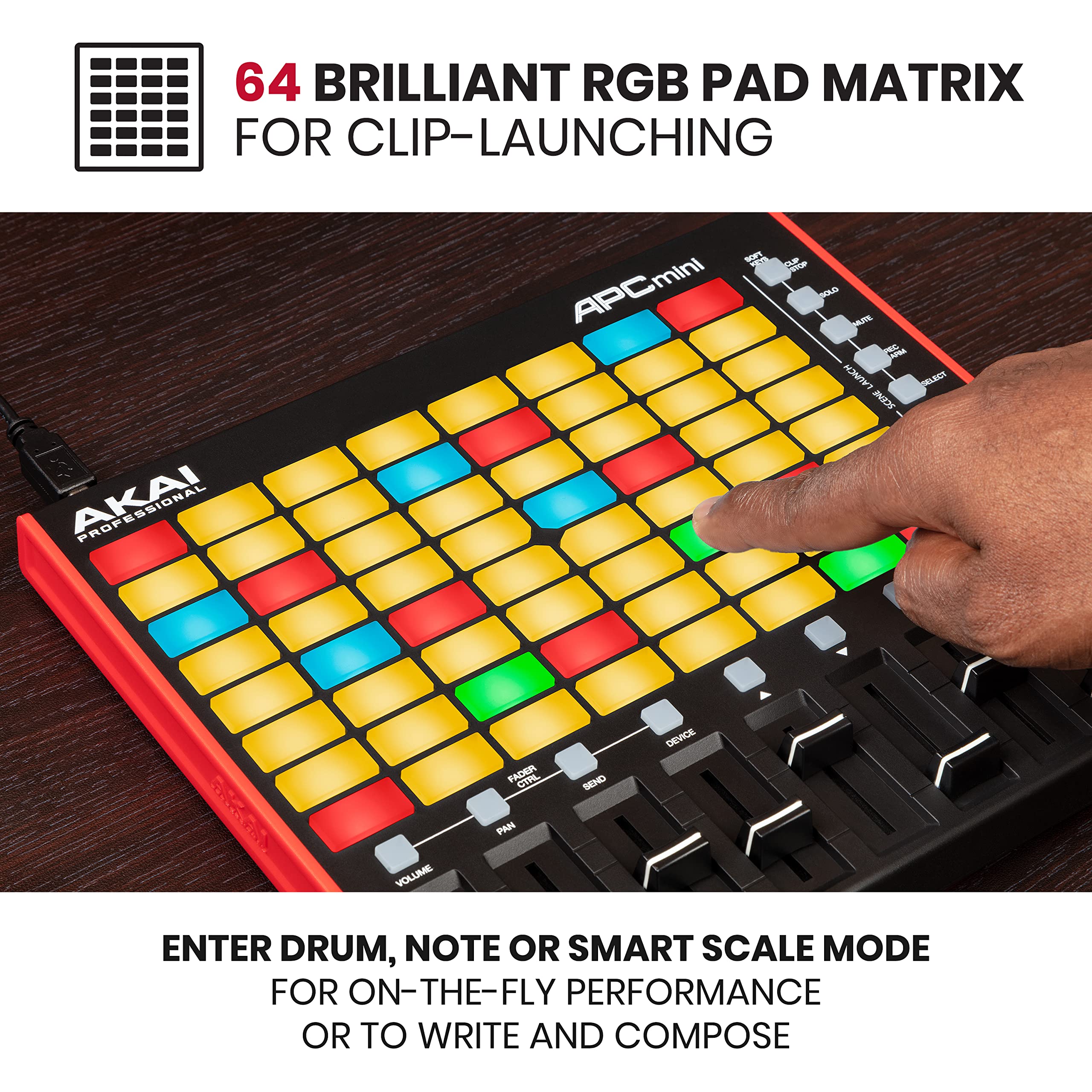 AKAI Professional APC Mini MK2 - USB MIDI Pad Controller for Clip ...