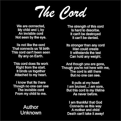 The Cord By Author Unknown Poem Engraved on 12" Black Granite Tile ...