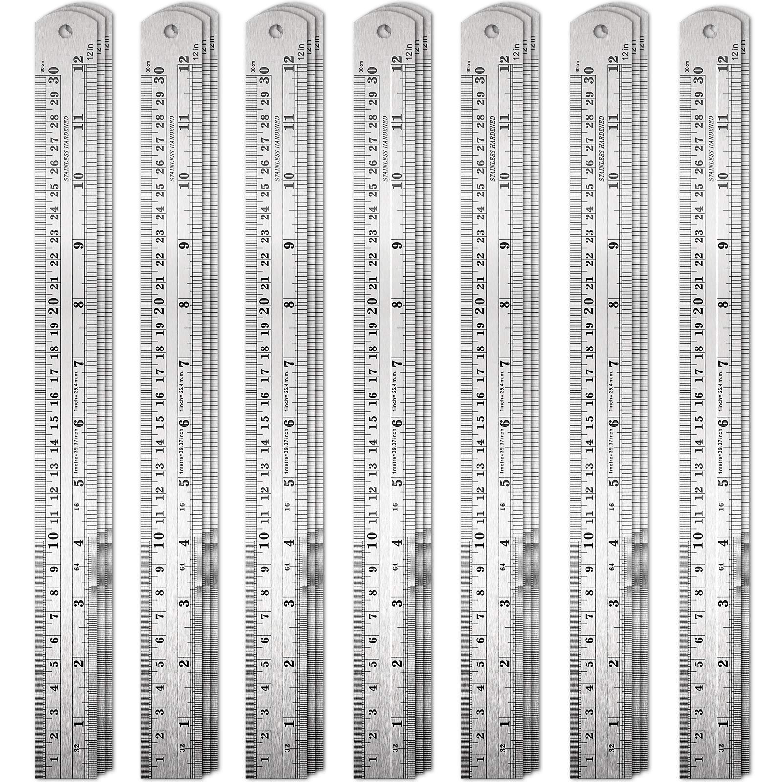 ZEONHAK 20 Pack 12 Inches Stainless Steel Ruler, Precision Metal Ruler ...