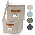 Amazon.com: ZICOTO Decorative File Organizer Box Set of 2 - Collapsible ...