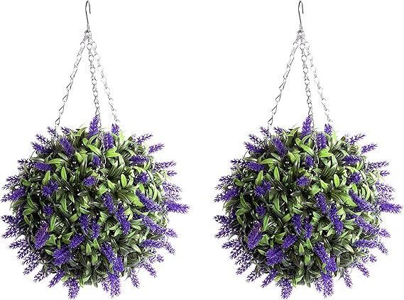 Best Artificial Pair of 30cm Purple Lush Lavender Long Leaf Topiary ...