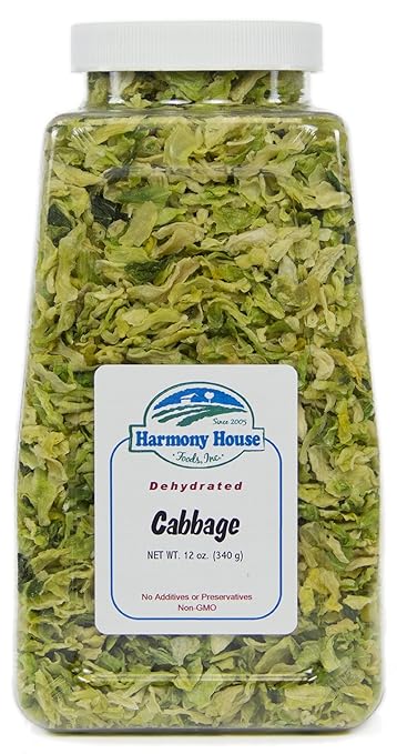 Harmony House Foods, Dried Cabbage, Flakes, 12 Ounce Quart Size Jar ...